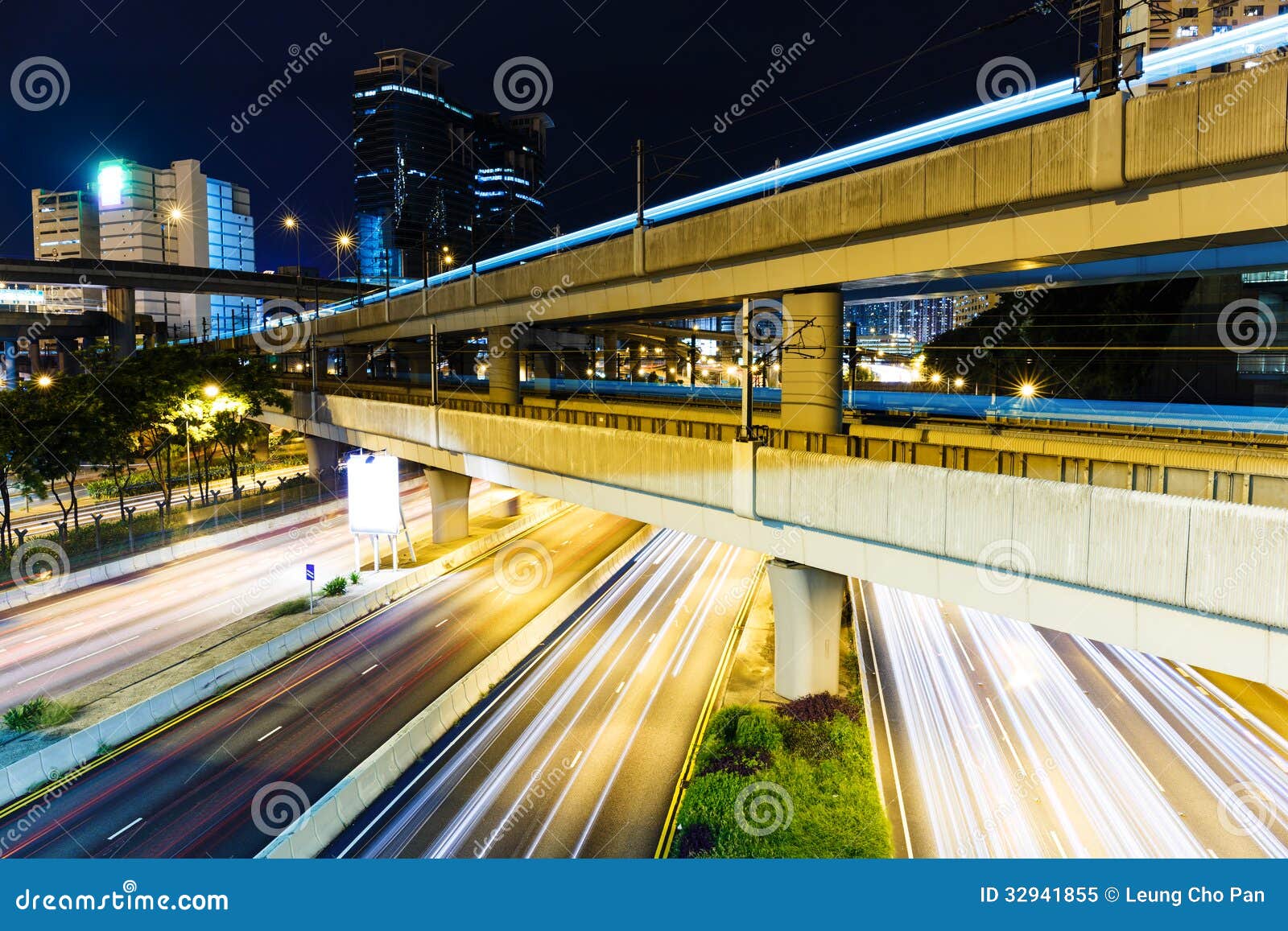 Busy traffic at night stock image. Image of modern, trail - 32941855