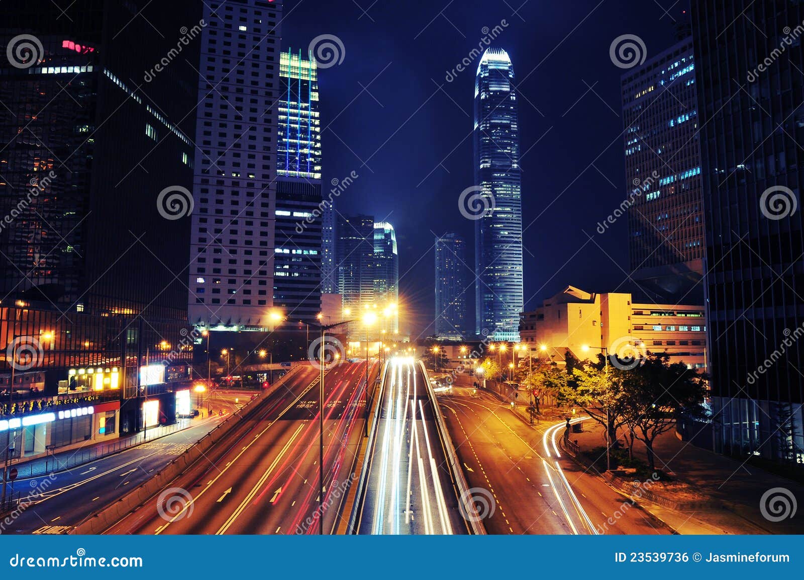 Busy Traffic at Night - Hong Kong Stock Photo - Image of city, kong ...