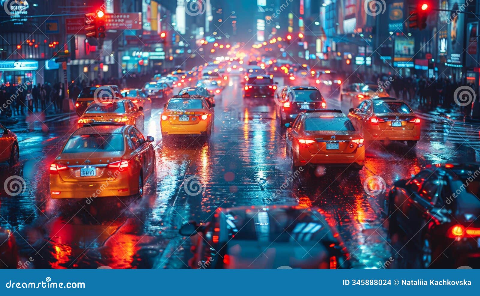 Busy Urban Street during Rush Hour Stock Photo - Image of architecture ...