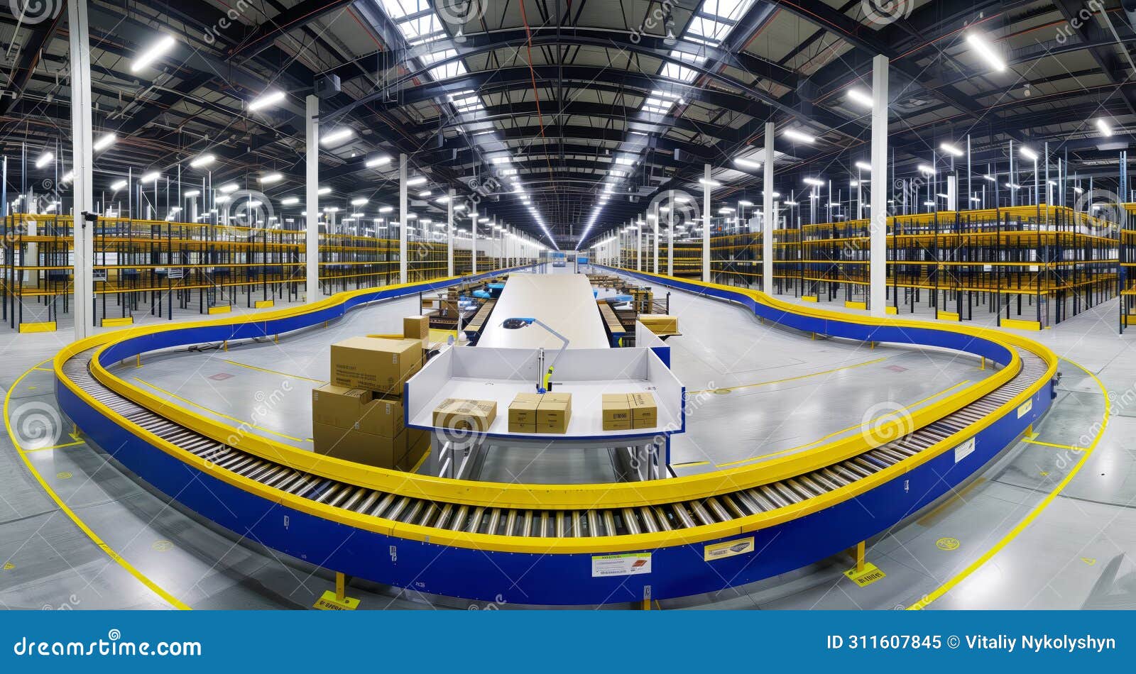 Busy Warehouse with Boxes stock image. Image of goods - 311607845