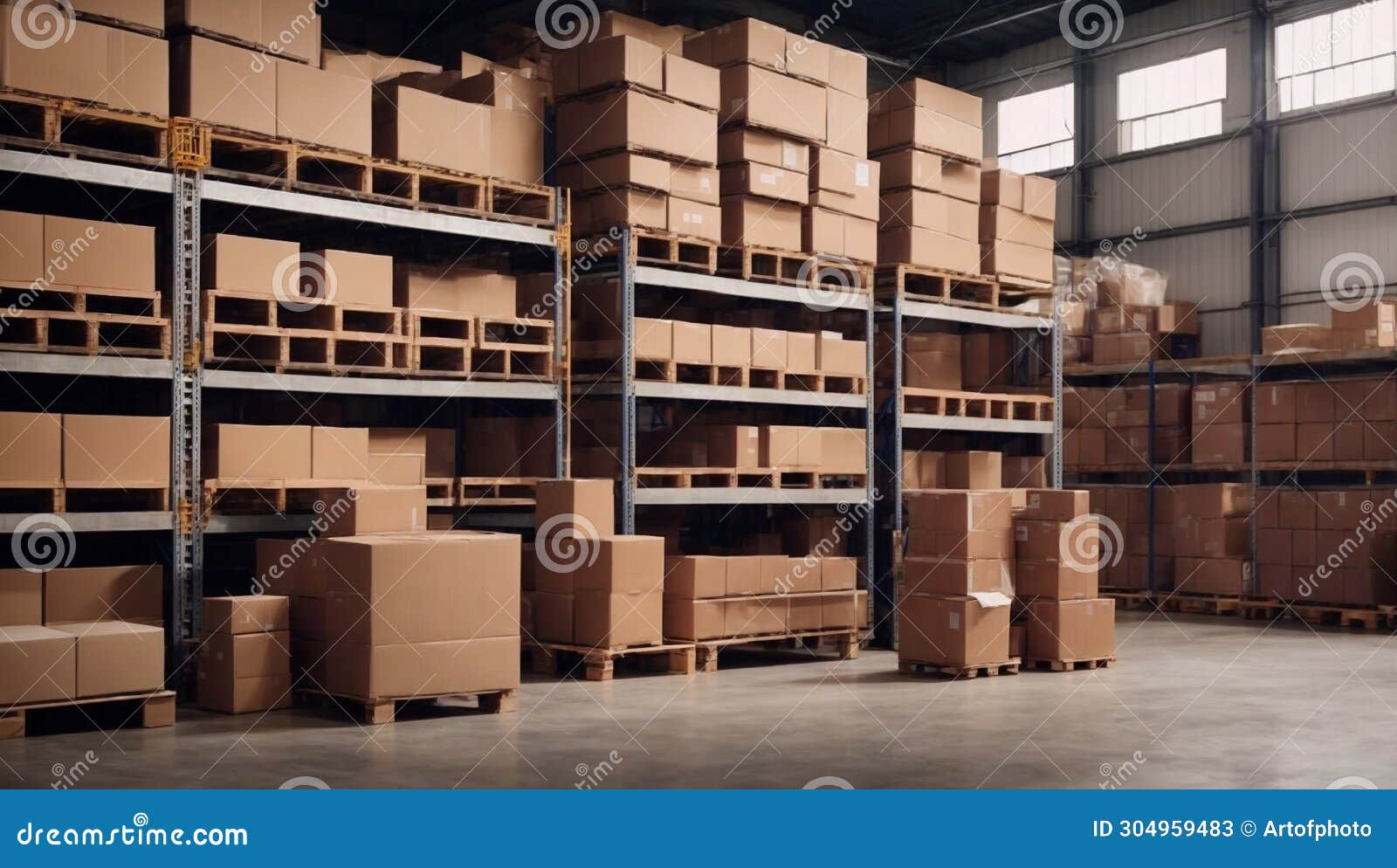 Busy Warehouse Filled with Boxes and Inventory for Distribution and ...