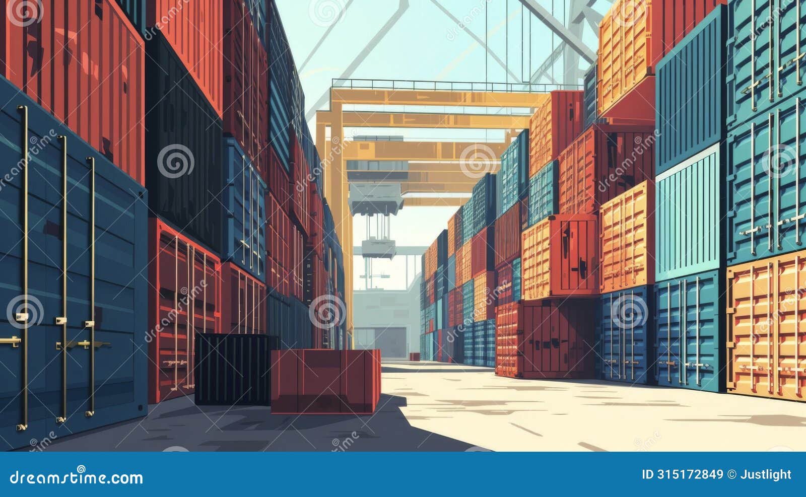 A Busy Warehouse Filled with Stacked Containers Representing the ...