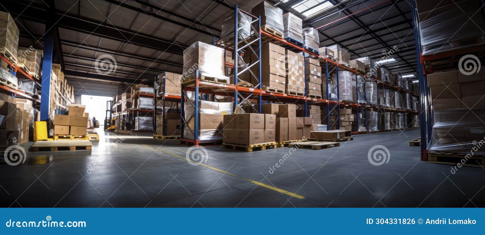 An Expansive Warehouse Interior, Filled With Towering Racks And ...