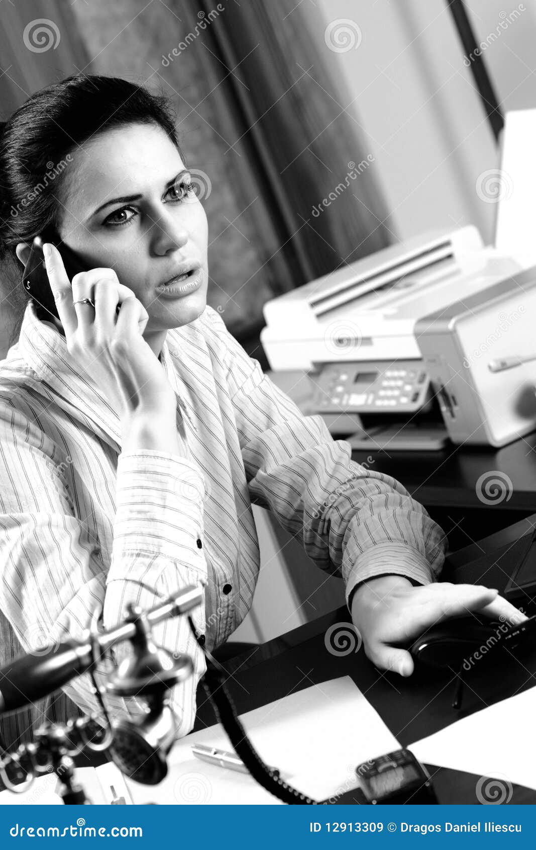 Busy woman stock image. Image of conversation, black - 12913309