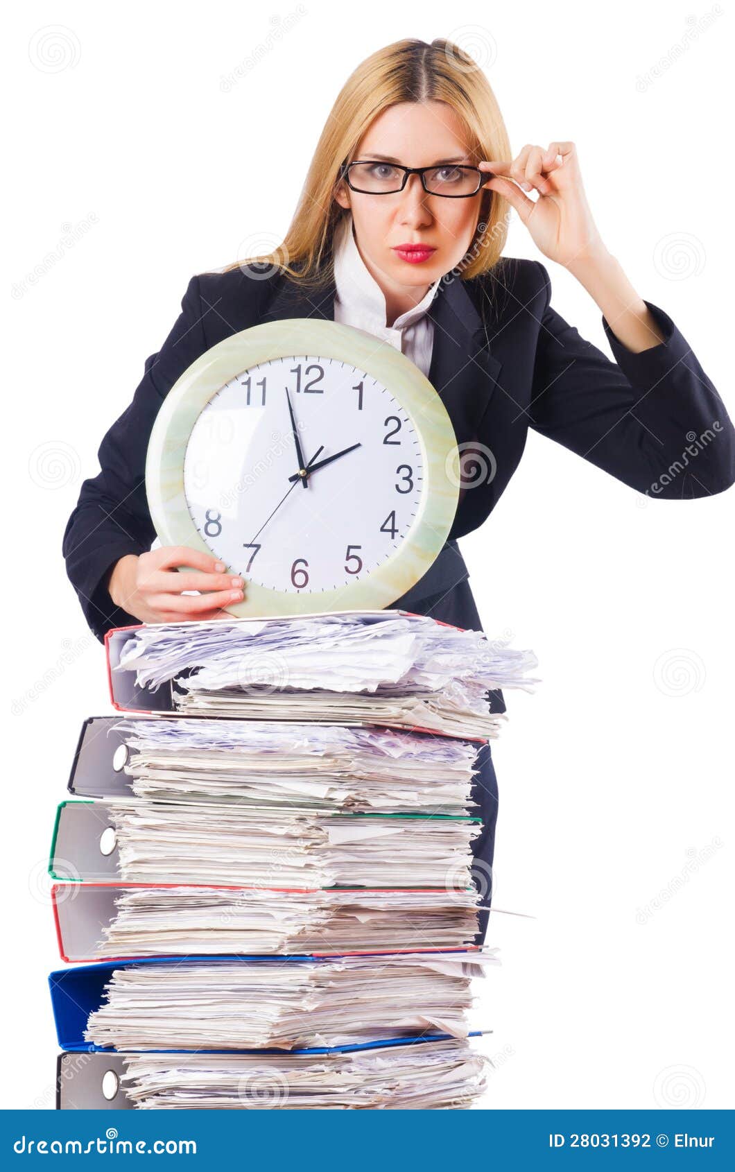 Busy woman with clock stock photo. Image of corporate - 28031392