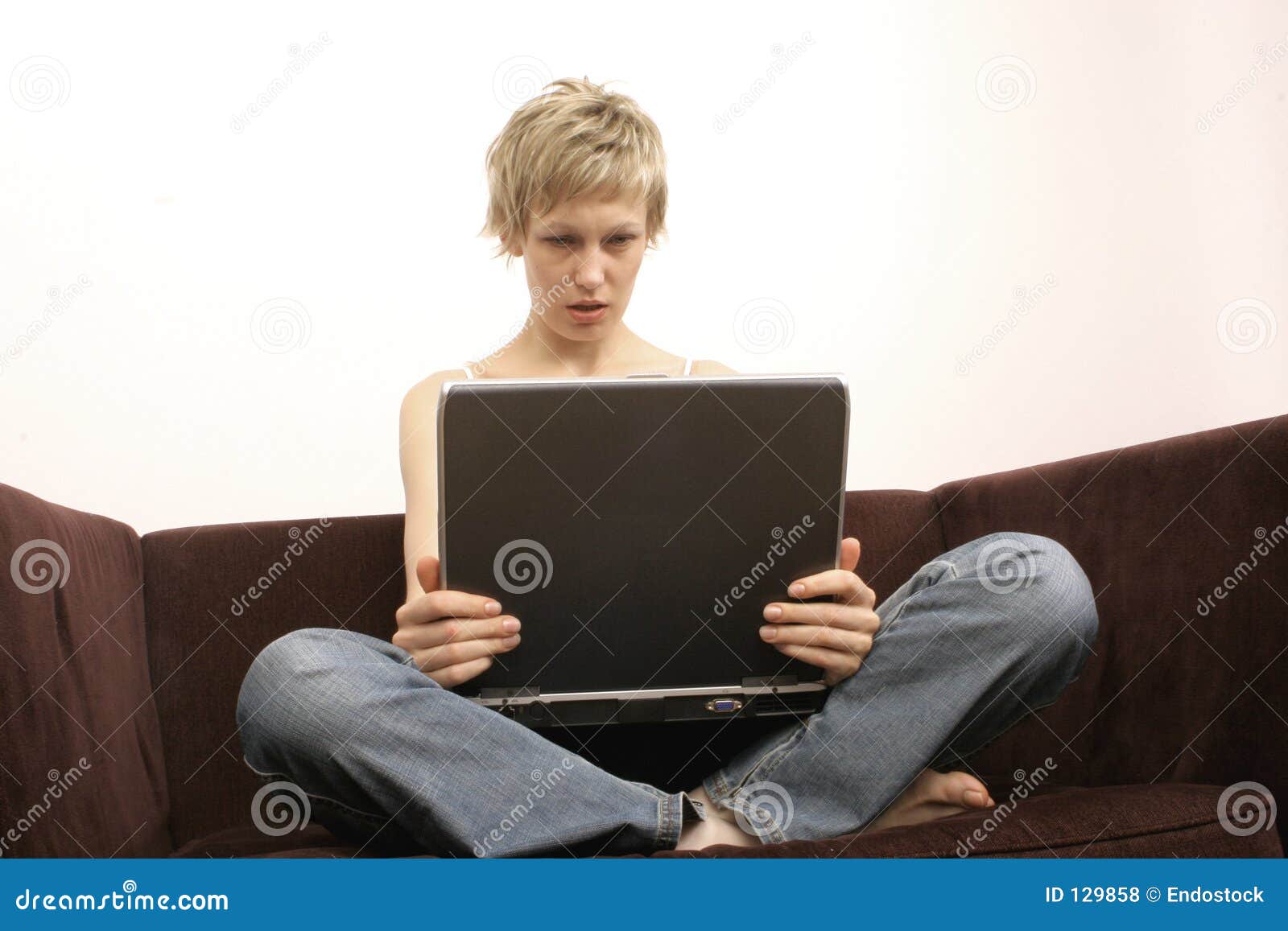 Busy woman with computer stock photo. Image of busy, advertising - 129858