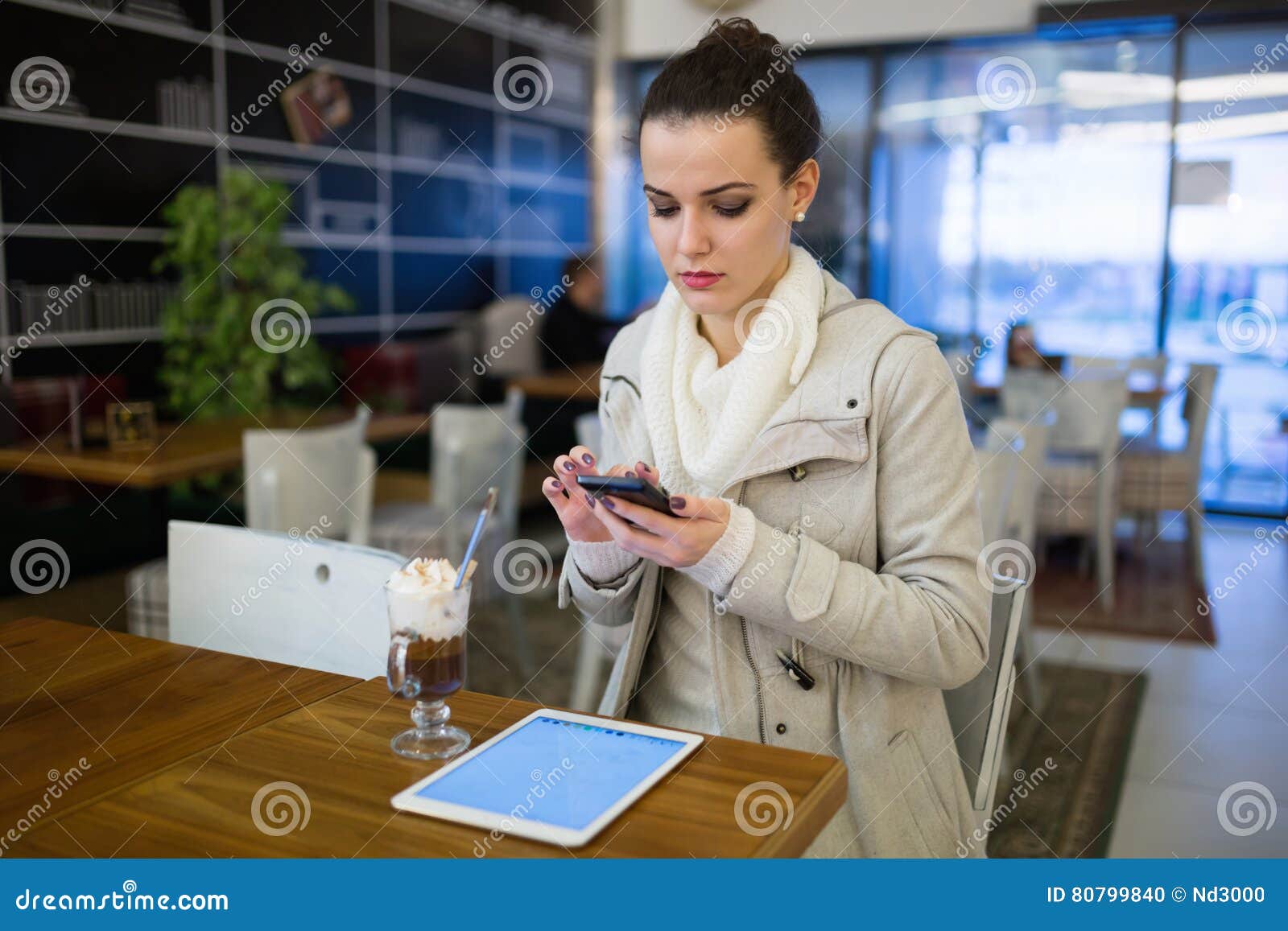 Busy Woman Multitasking on Break Stock Photo - Image of indoors, female ...
