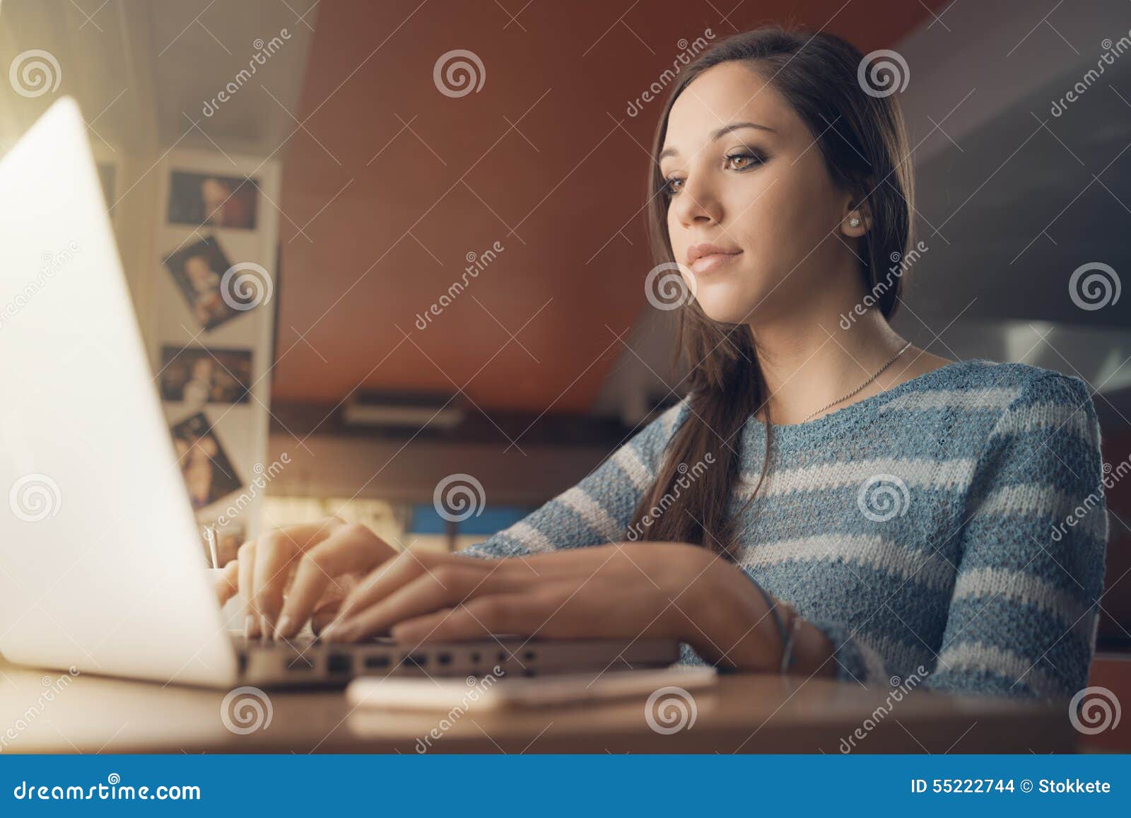 Busy woman using a laptop stock photo. Image of busy - 55222744