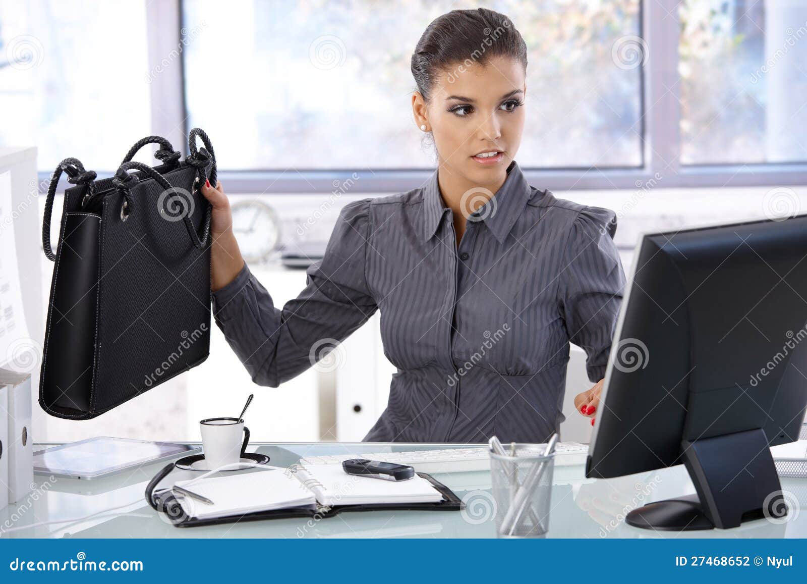 Busy Woman Working in Bright Office Stock Photo - Image of ...
