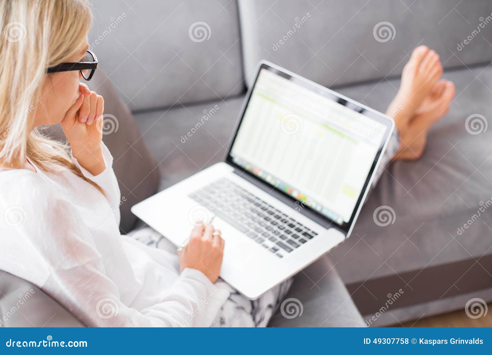 Busy Woman Working with Computer at Home Stock Photo - Image of hard ...