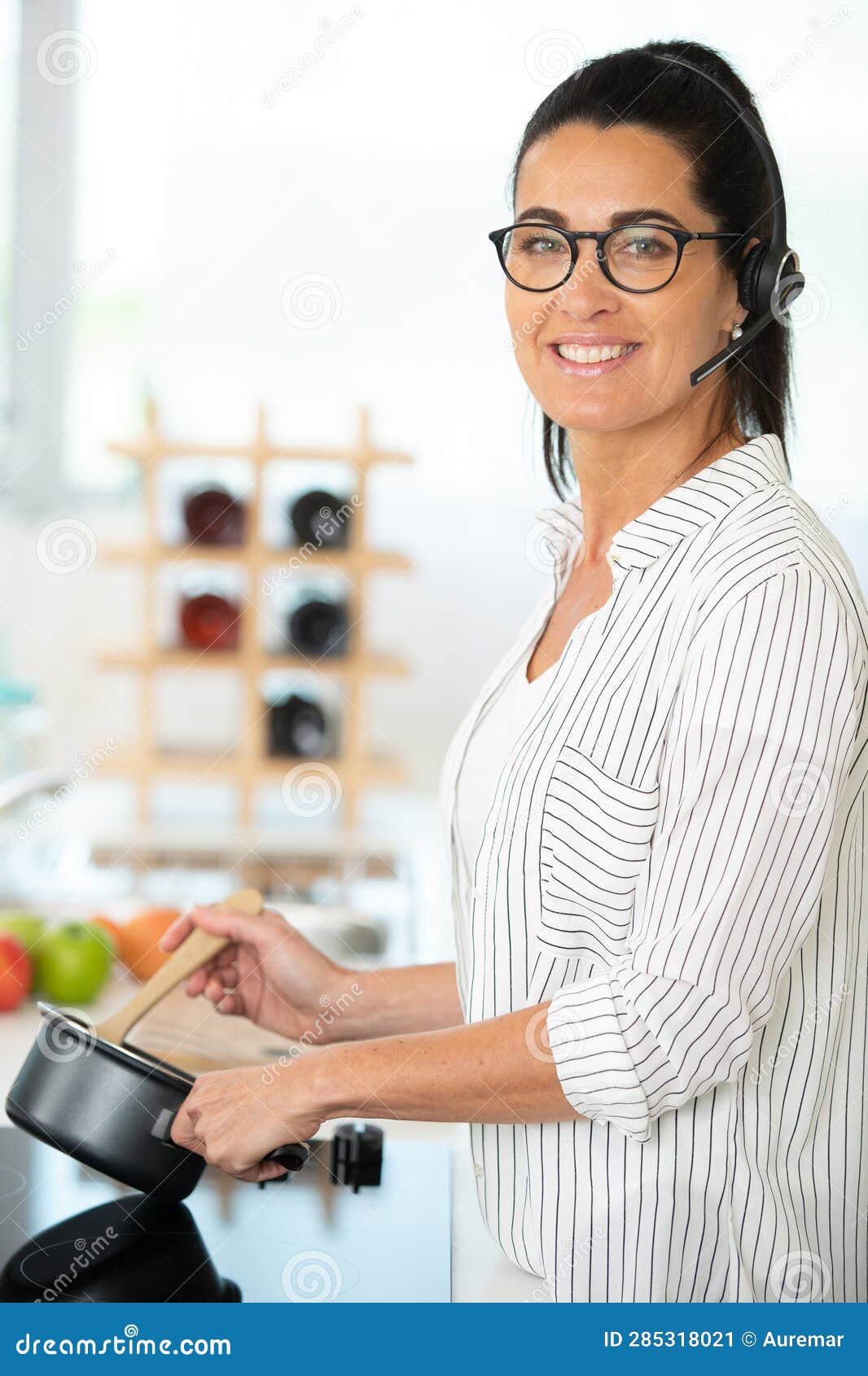 Busy Woman Working in Kitchen Stock Image - Image of waistup, oneperson ...