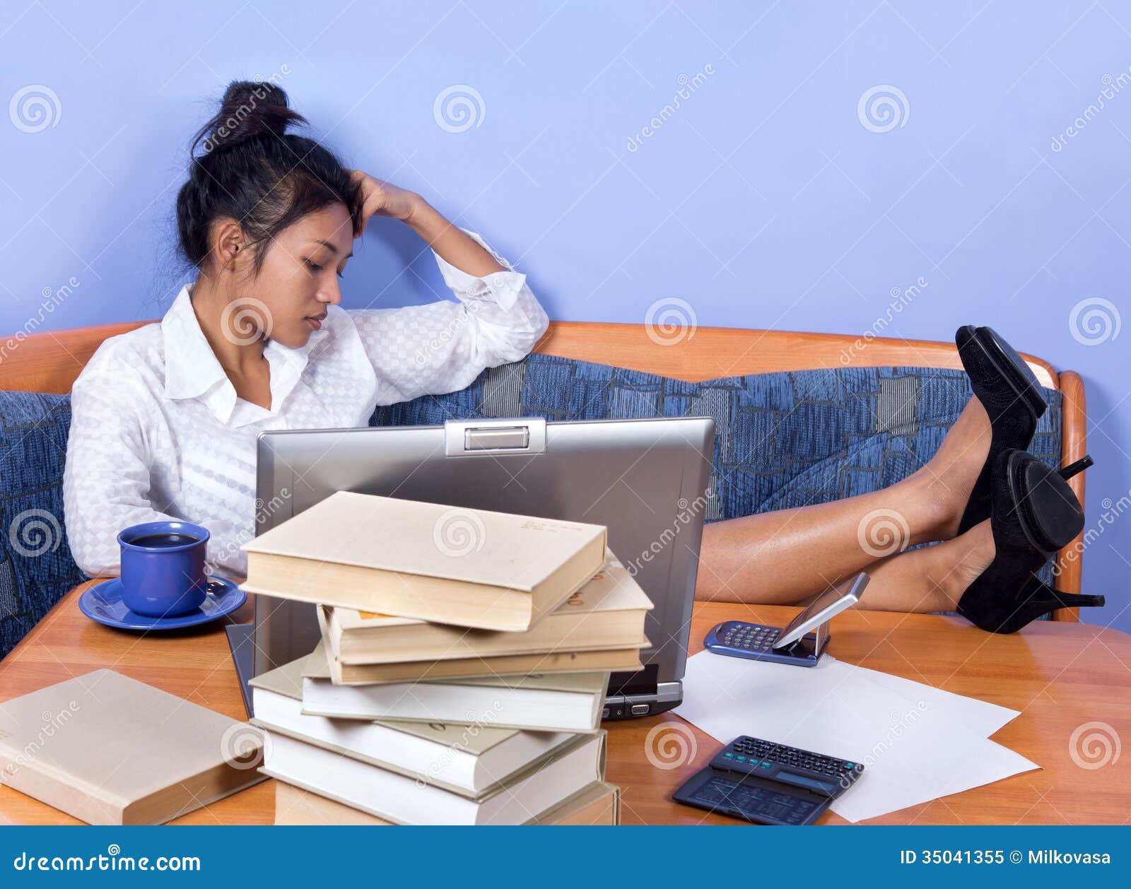 Busy woman stock image. Image of education, desk, book - 35041355