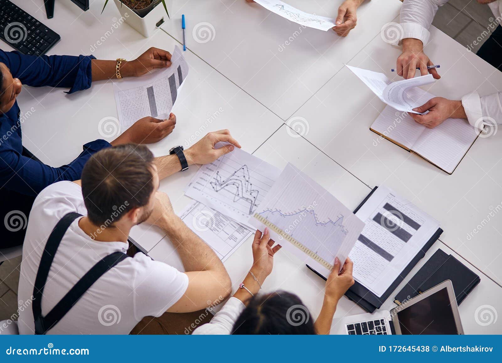 Busy Work, Business People Sitting on Table while Work Stock Photo ...