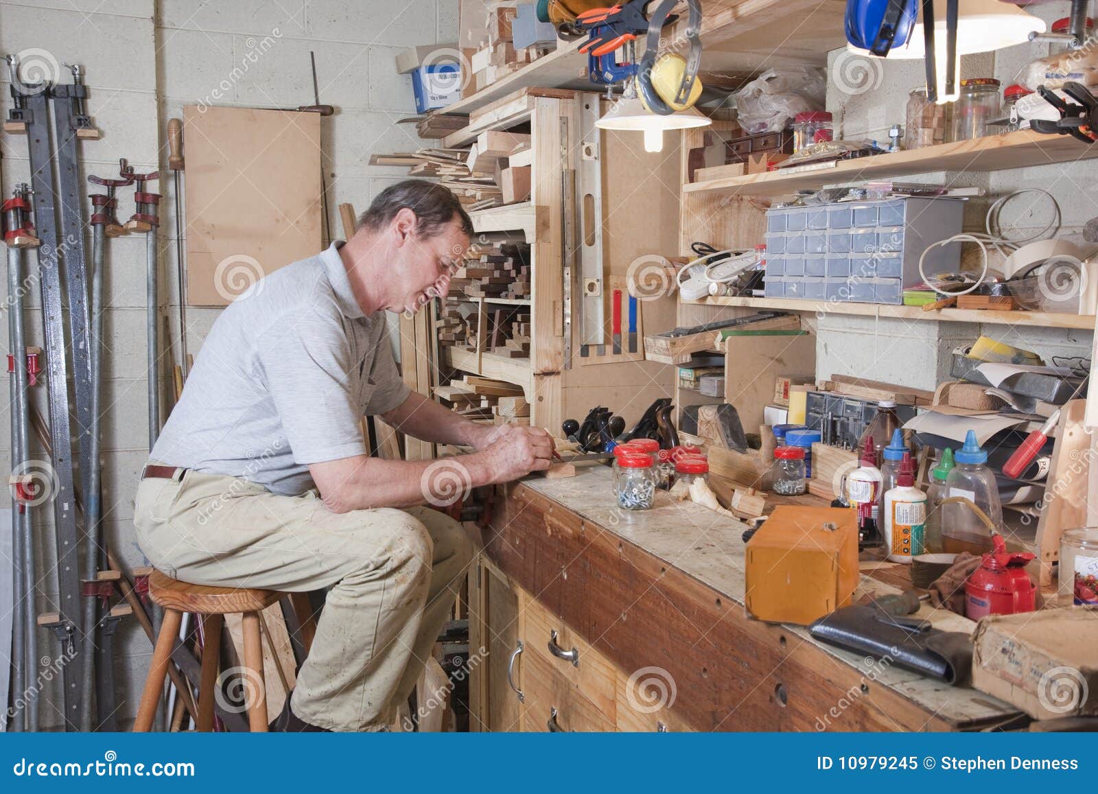 Busy at workbench stock image. Image of measuring, bench - 10979245