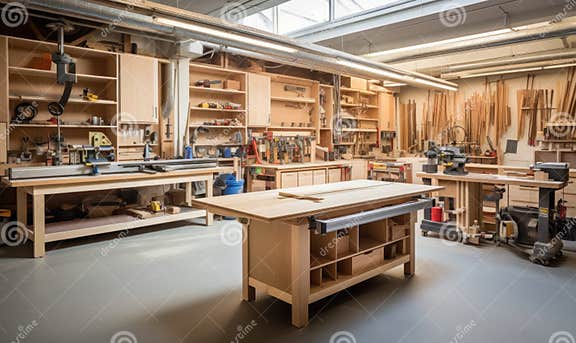 A Busy Workbench Full of Projects and Tools Stock Illustration ...