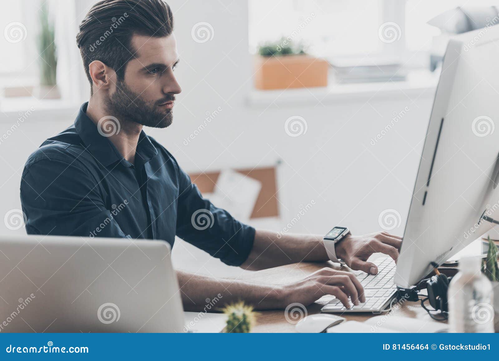 Busy working day. stock photo. Image of home, computer - 81456464