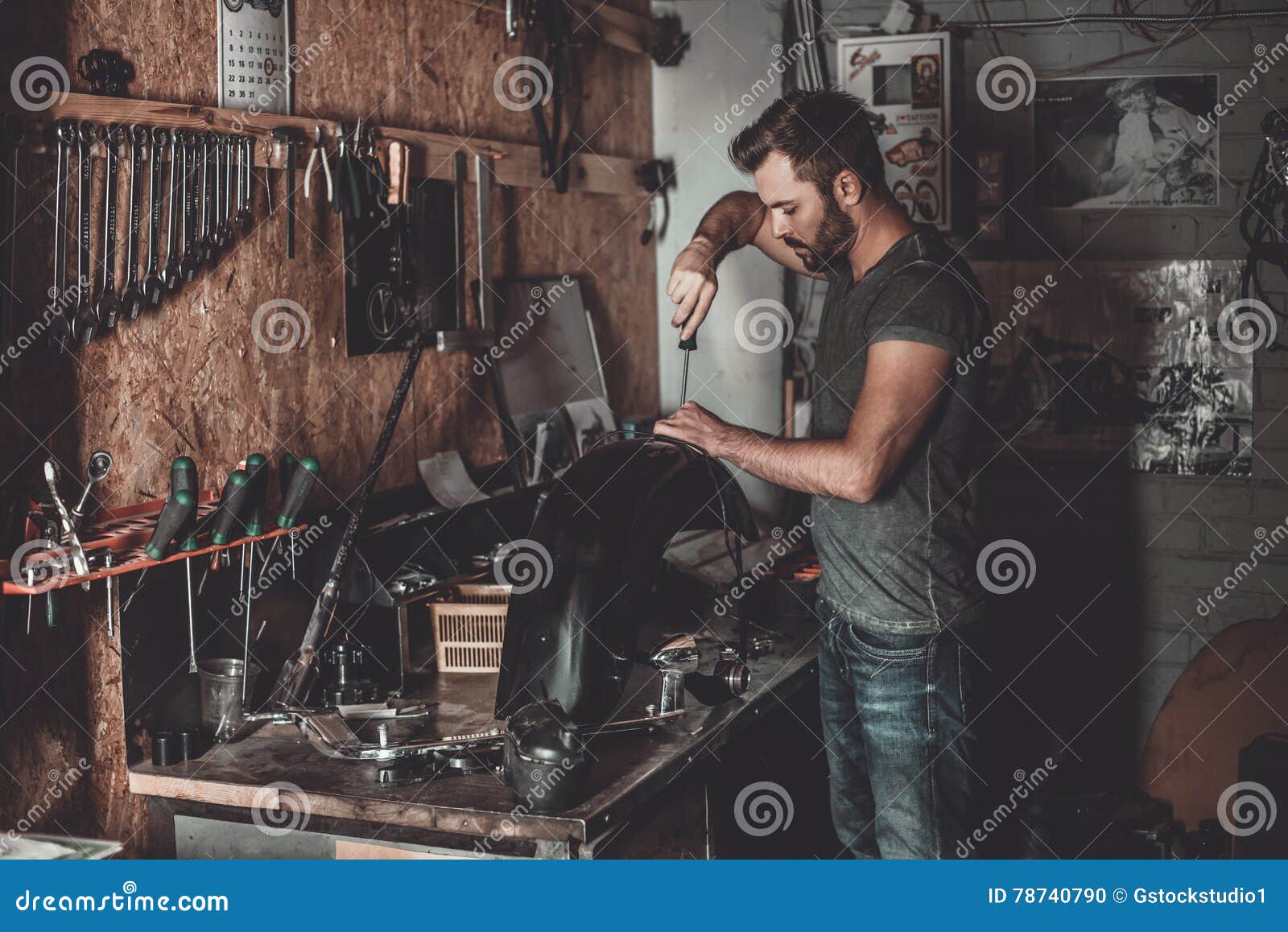 Busy Working in Repair Shop. Stock Photo - Image of service, caucasian ...