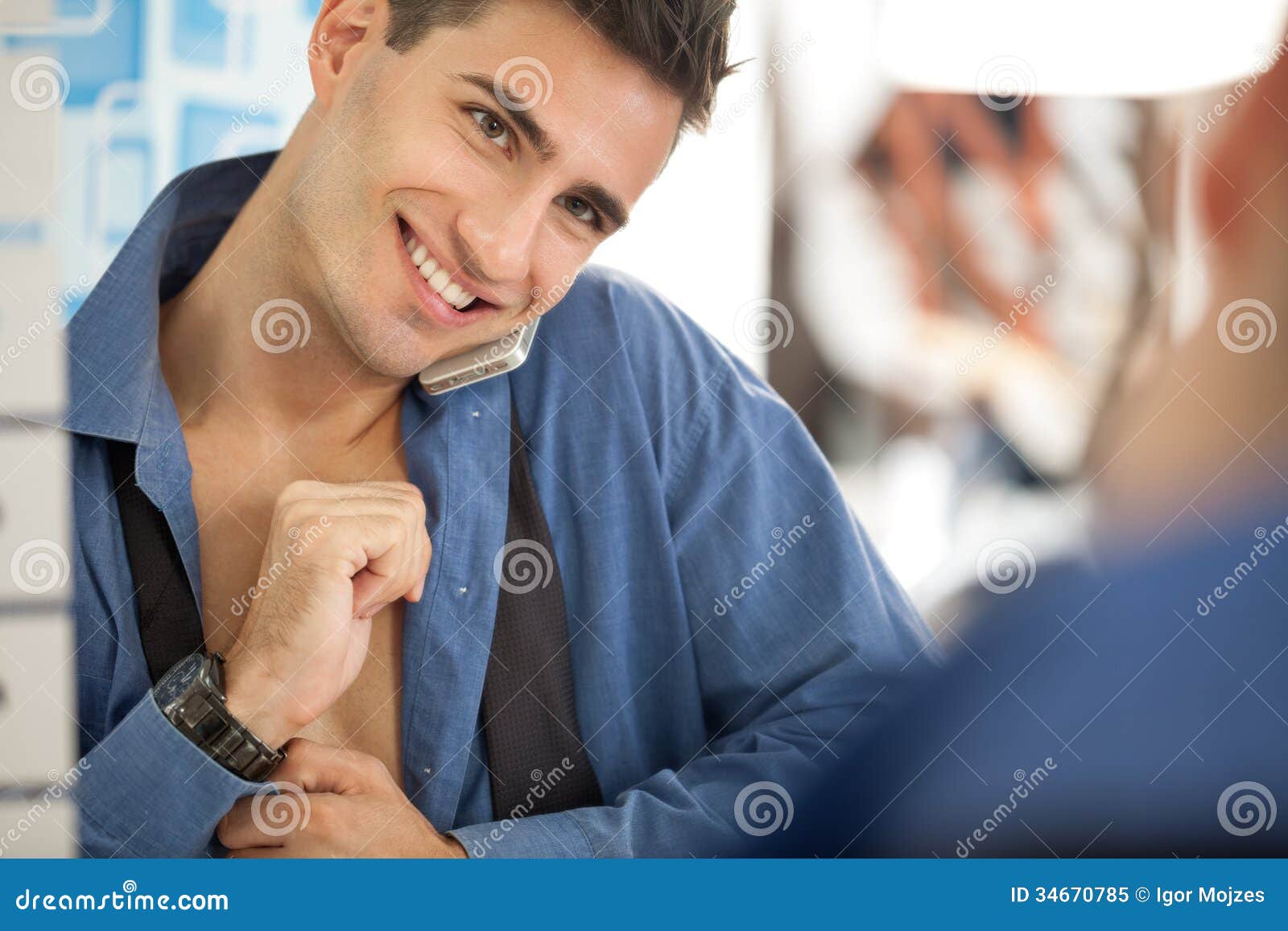 Busy young man in bathroom stock image. Image of bathroom - 34670785