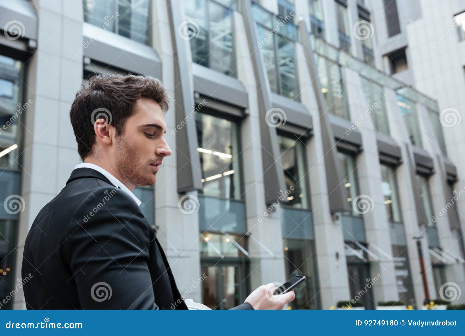 Busy Young Man Working with Smartphone Stock Photo - Image of network ...