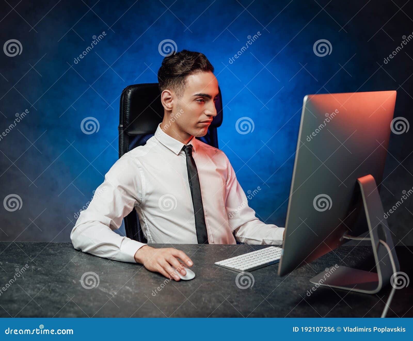 Busy Young Modern Men in Formalwear Working Using Computer Stock Photo ...