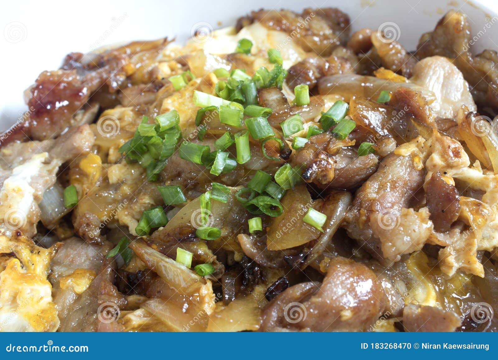 Buta don, Pork rice bowl stock photo. Image of closeup - 183268470