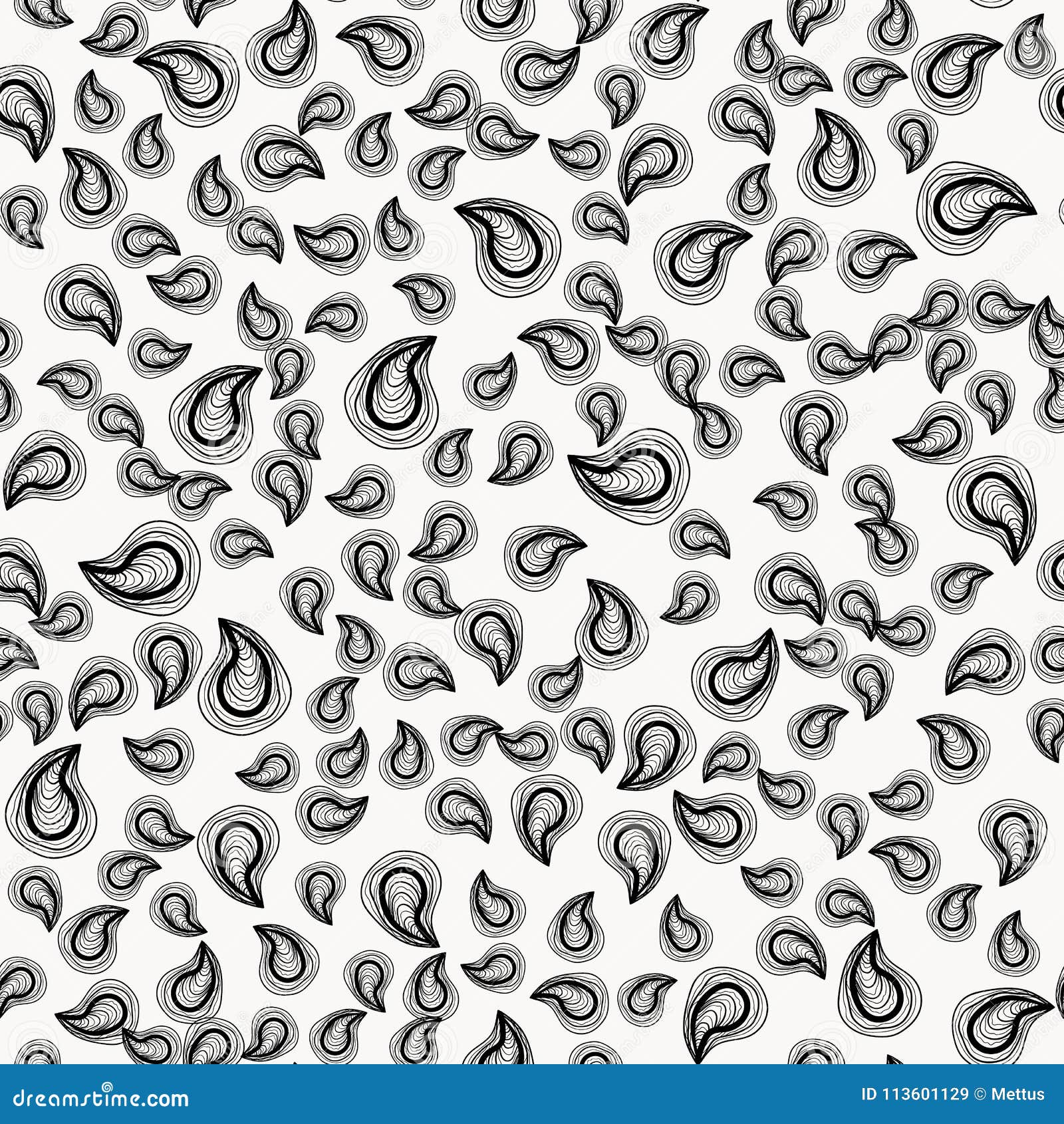 Buta Indian Cucumber Stylized Pattern Blanco Y Negro Stock de ...