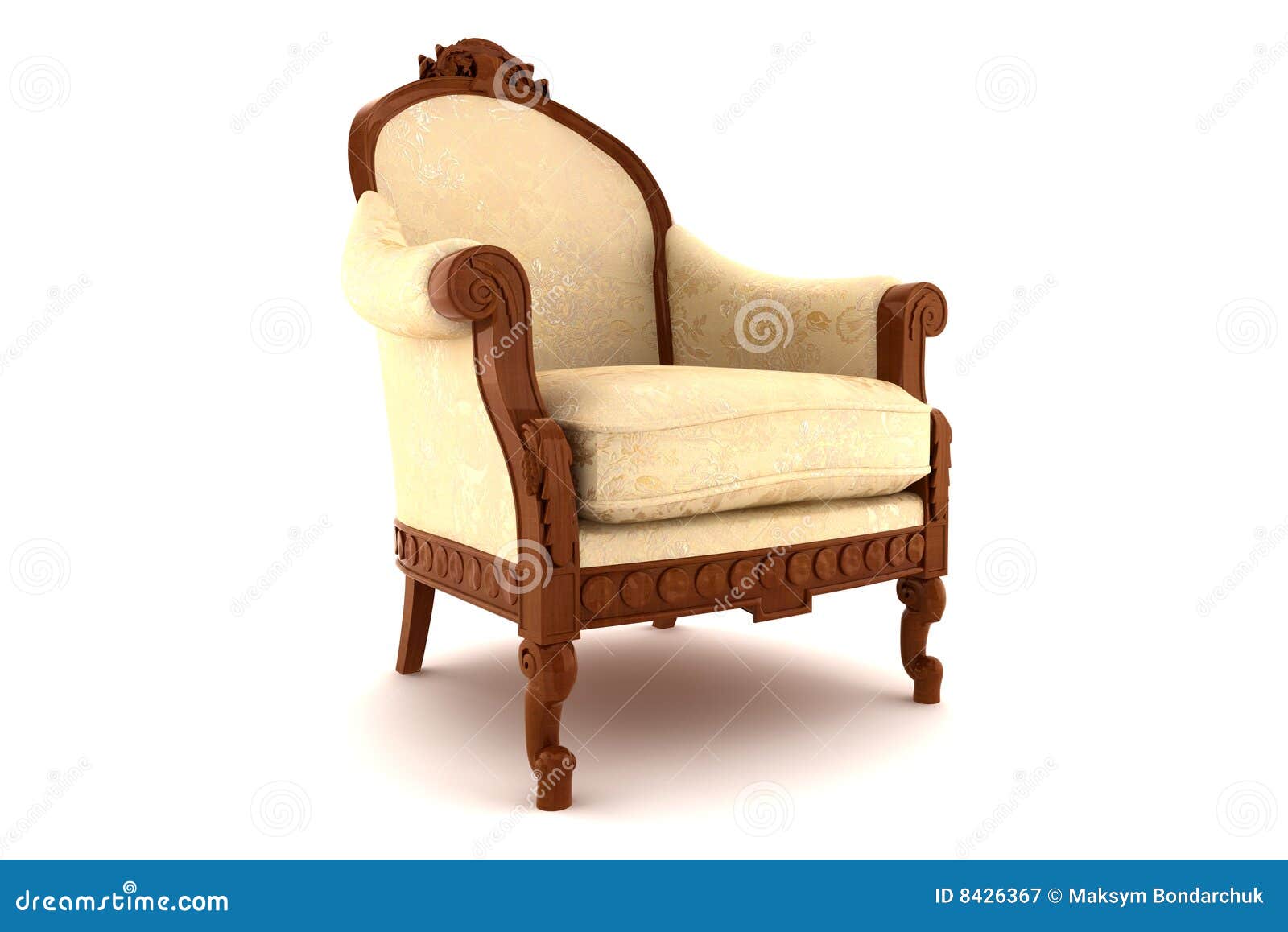 Butaca Clásica Amarillenta Aislada En Blanco Imagen de archivo - Imagen ...