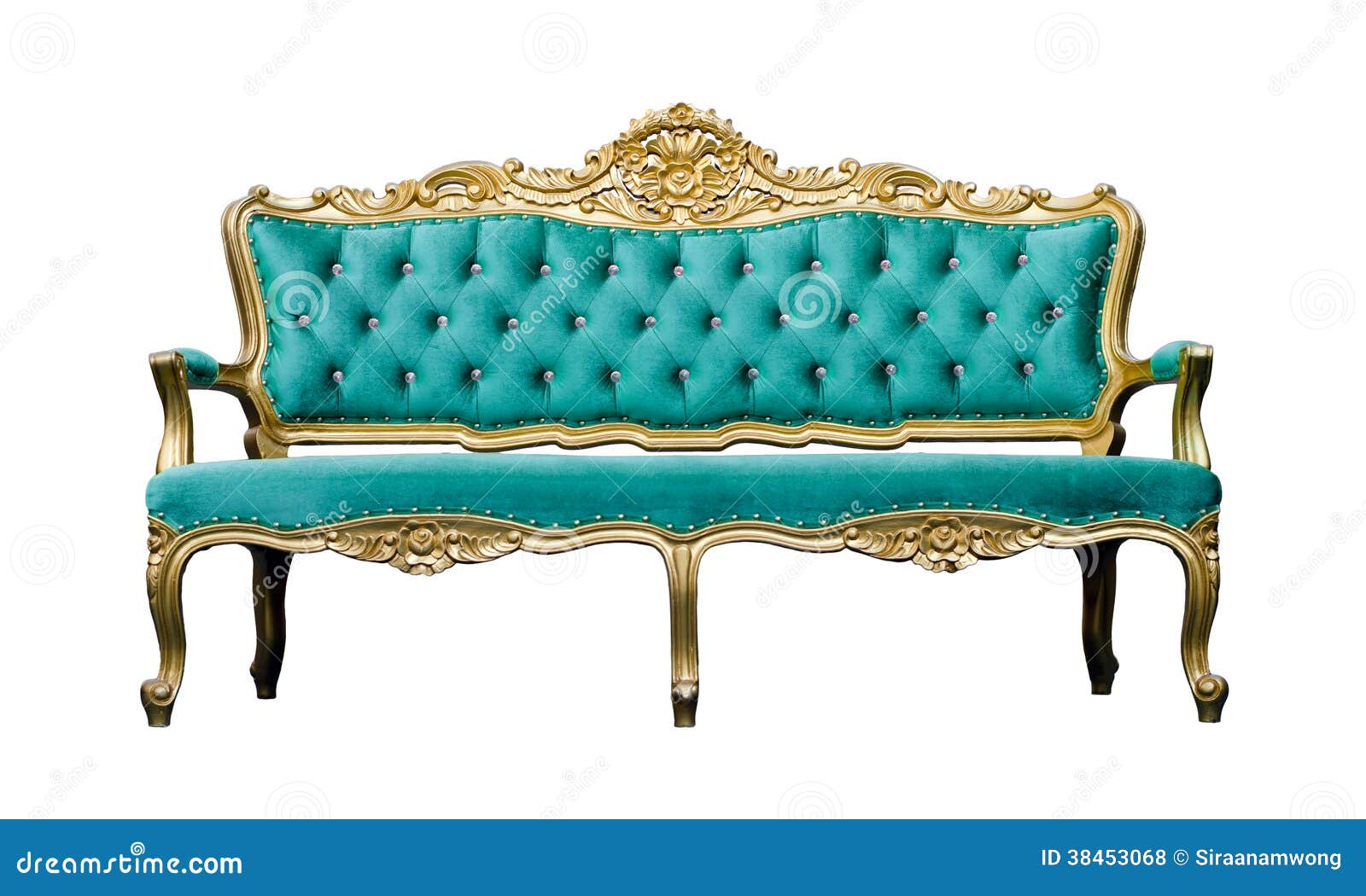 Butaca De Lujo Del Sofá De La Turquesa Del Vintage Aislada En Blanco ...