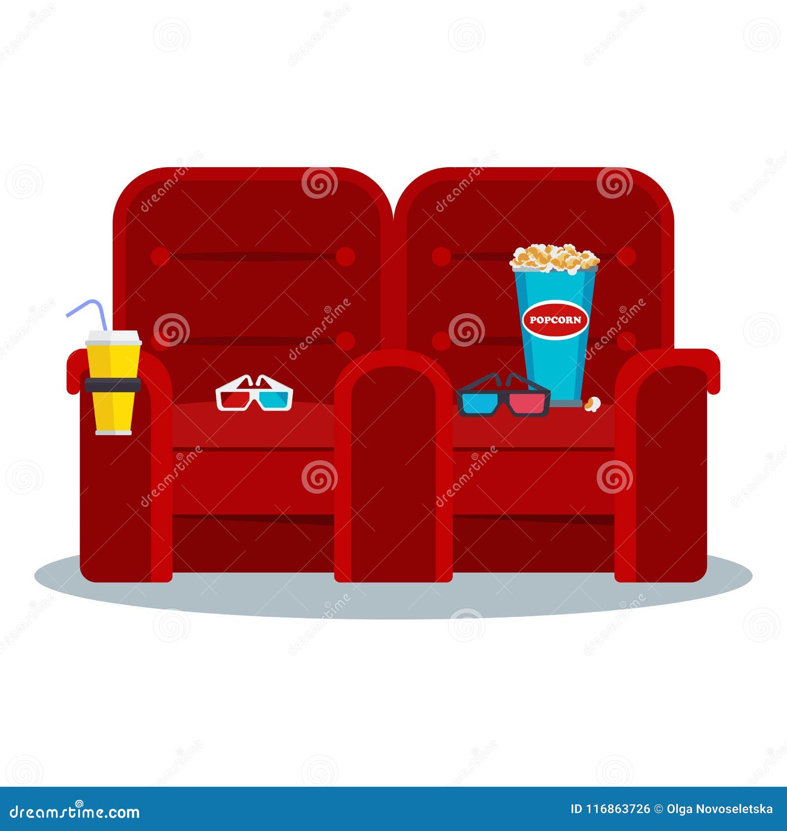 Butaca del rojo del cine ilustración del vector. Ilustración de icono ...