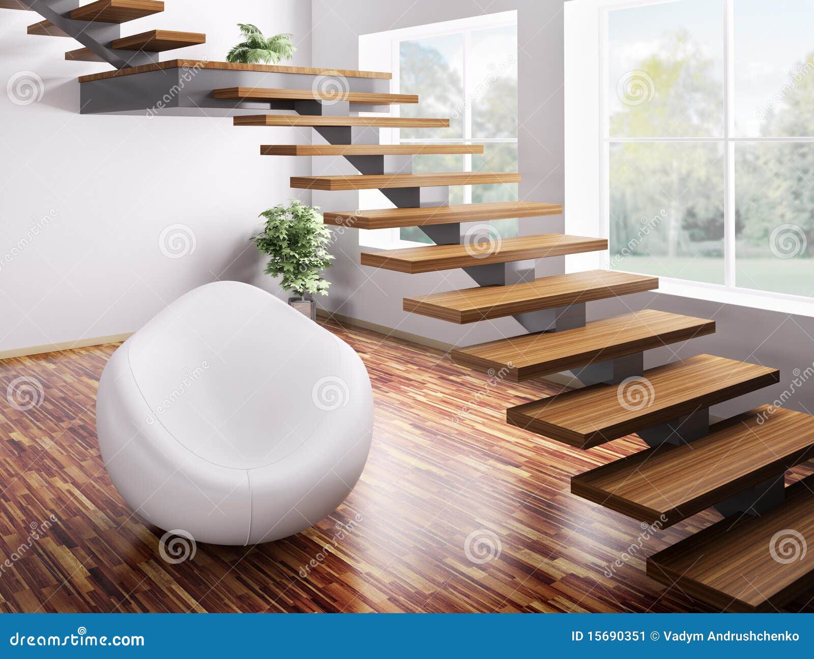 Butaca y escalera 3d stock de ilustración. Ilustración de sitio - 15690351