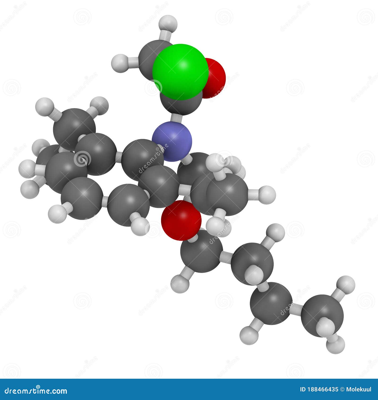 Butachlor Herbicide Molecule. 3D Rendering Stock Illustration ...