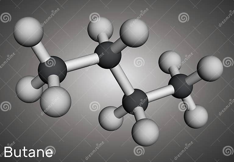 Butane C4H10 Alkane Molecule. Molecular Model Stock Illustration ...