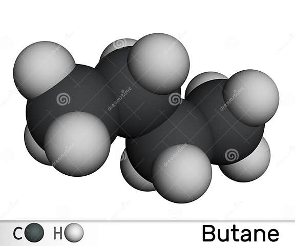 Butane C4H10 Alkane Molecule. Molecular Model Stock Illustration ...