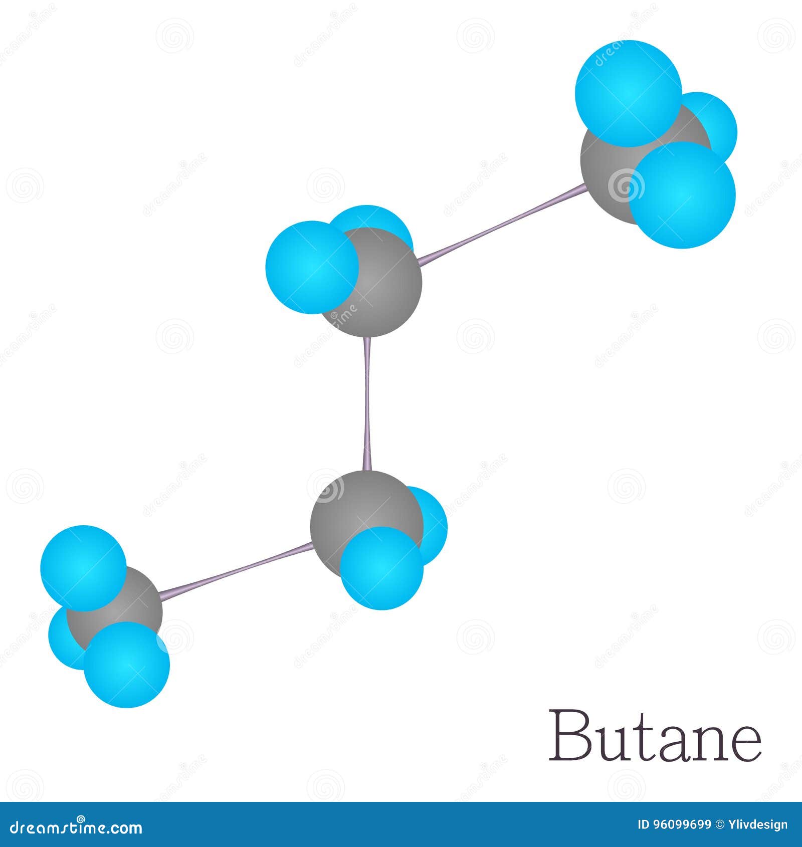 Butane. Gas. Structural Chemical Formula And Molecule 3d Model. C4H10 ...