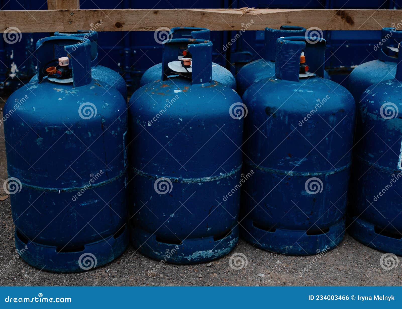 Butane Gas Cylinder Stored in Safe Protected Open Space on Construction ...