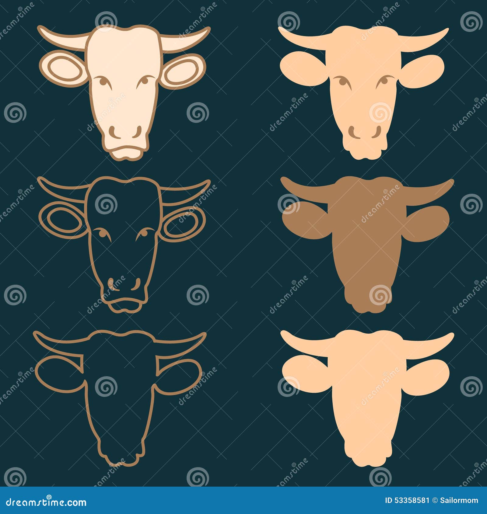 Butcher cow head labels stock vector. Illustration of bovine - 53358581