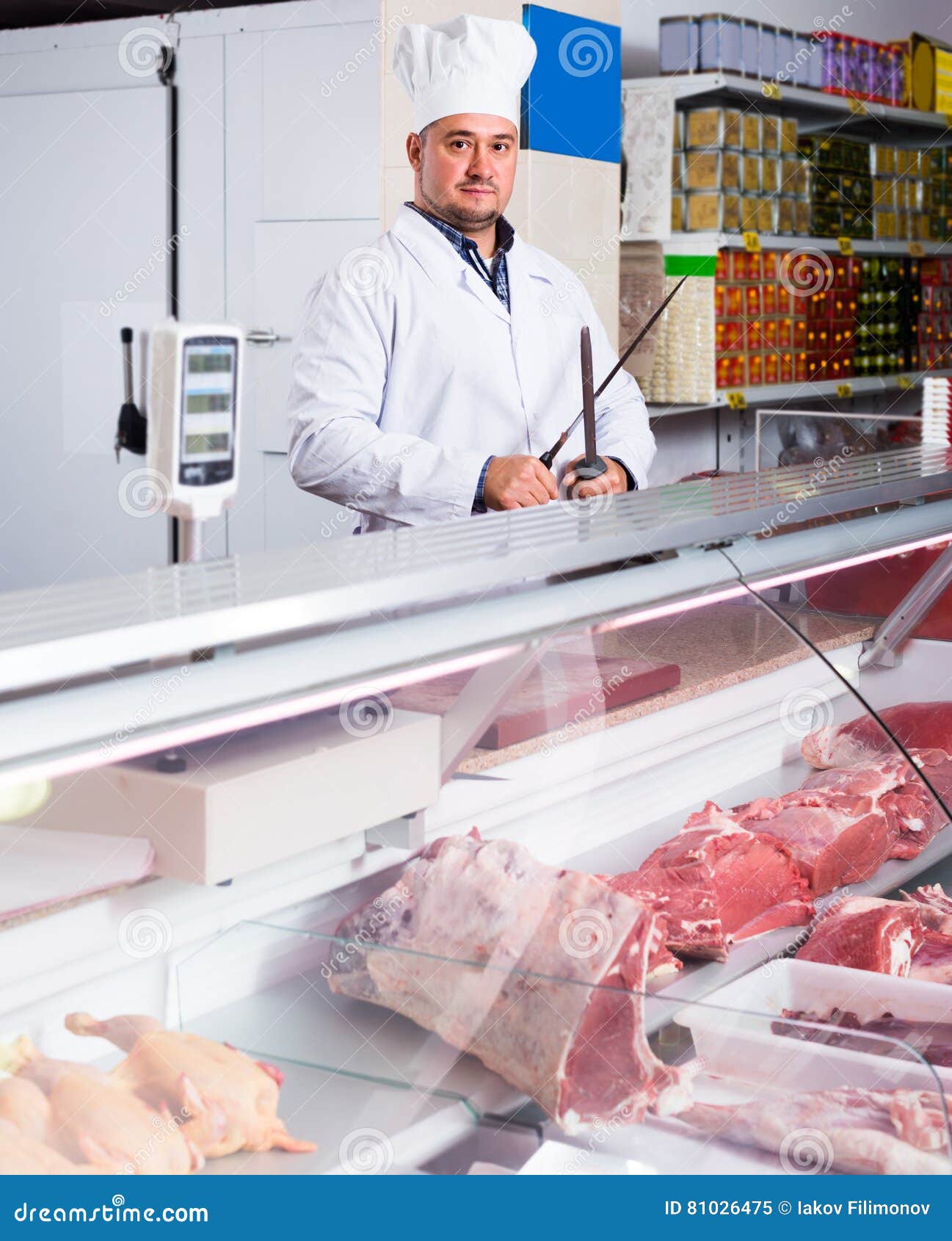 Butcher Cutting Fresh Lamb Meat Stock Image - Image of marketplace ...