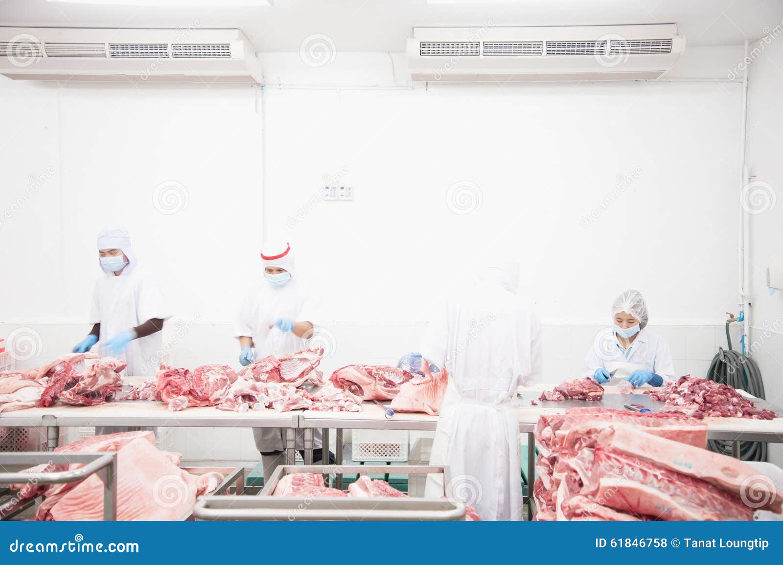 Butcher Cutting Meat on the Table Stock Photo - Image of hand ...