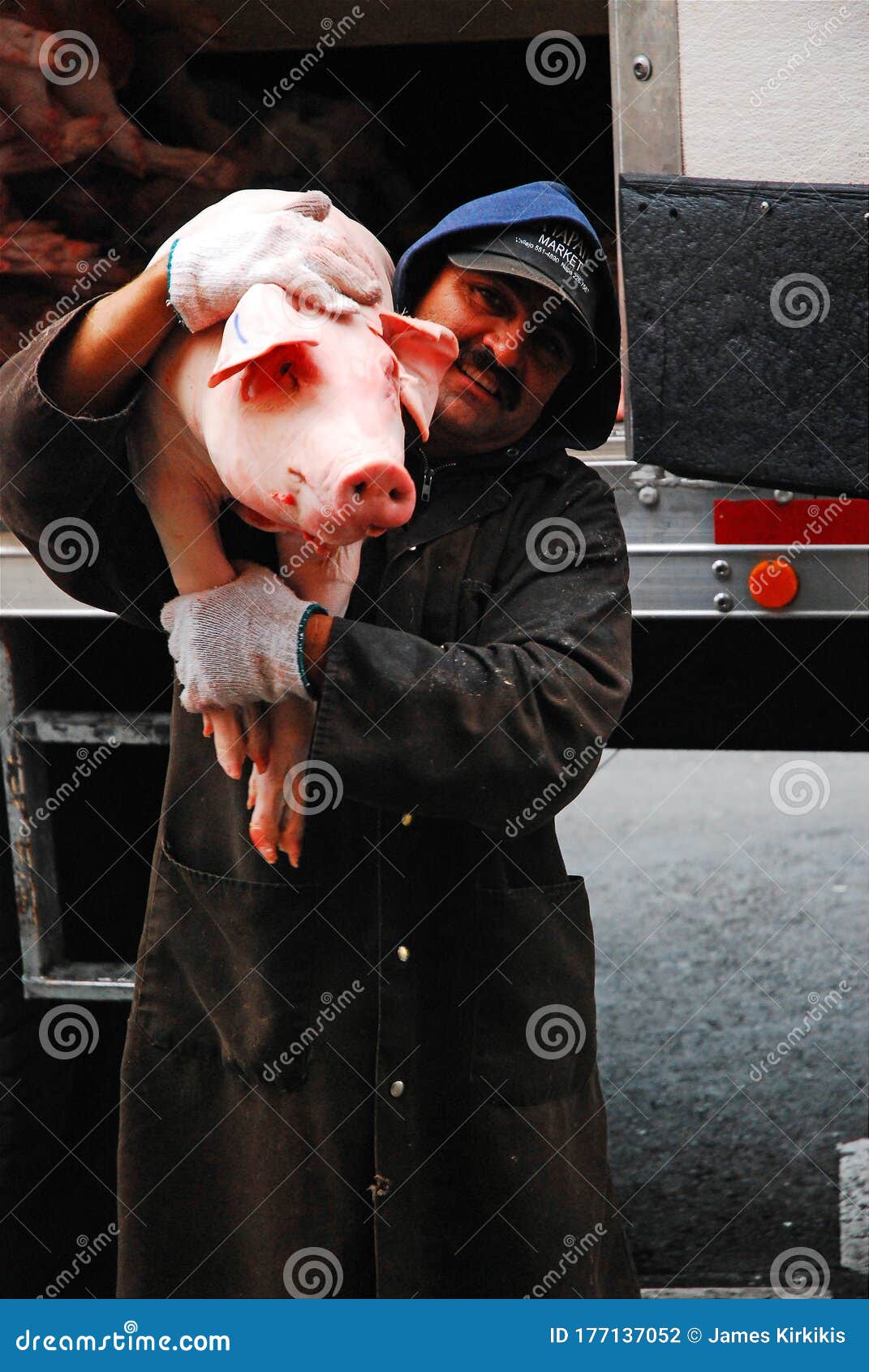 Butcher Delivery editorial photography. Image of carry - 177137052