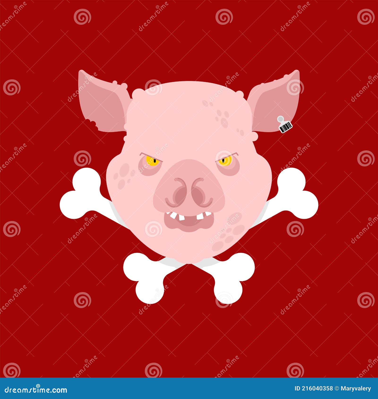 Butcher Emblem. Pork Head and Crossbones Stock Vector - Illustration of ...