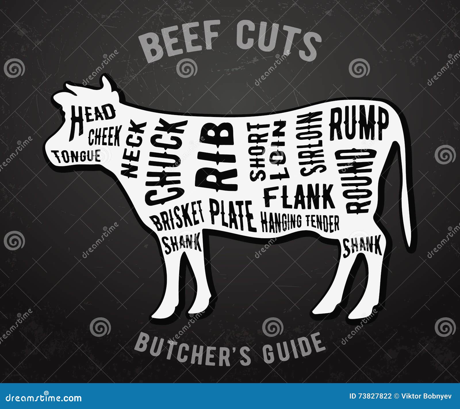Butcher Guide Cuts Of Meat Diagram. Vector Illustration | CartoonDealer ...