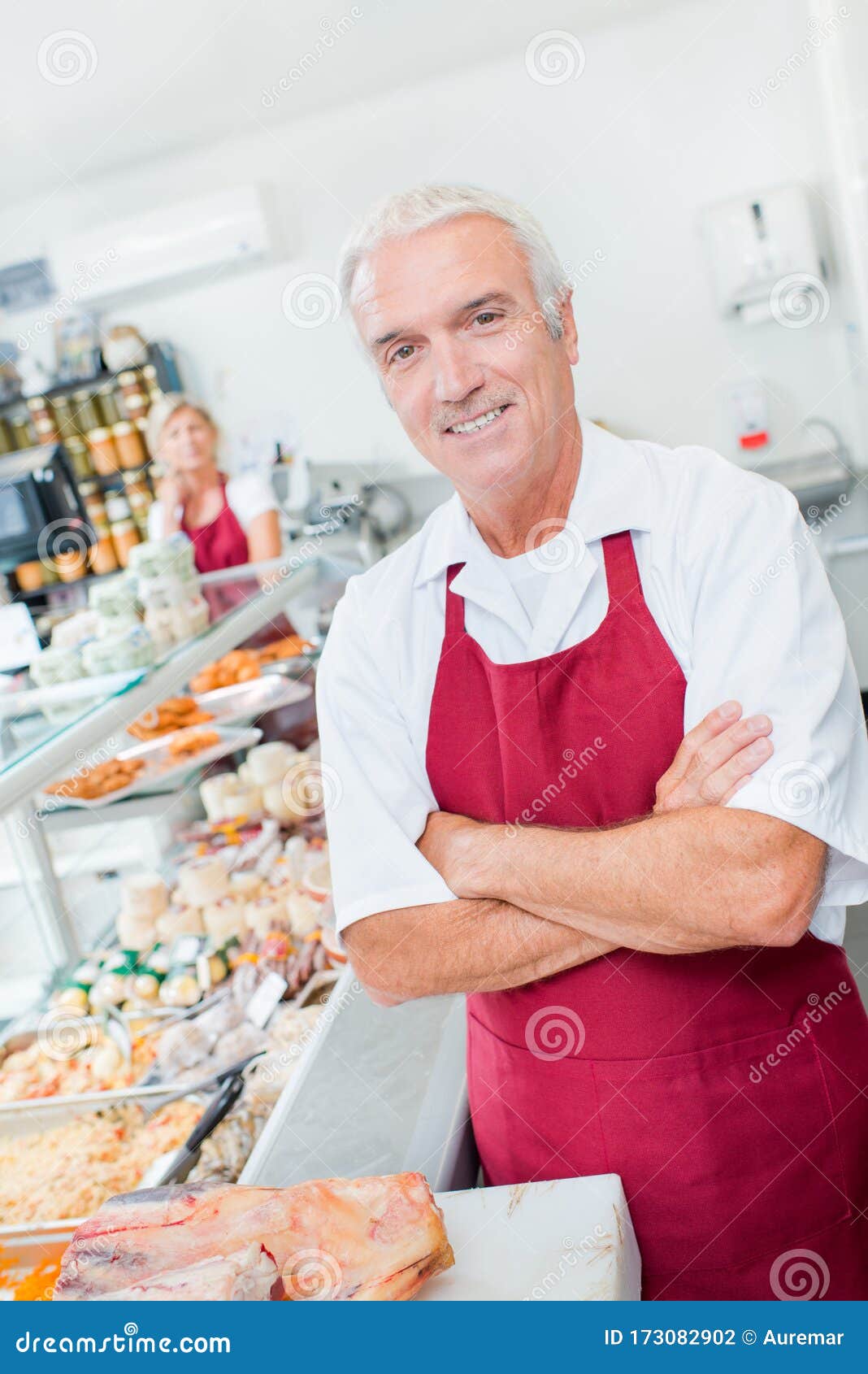 Butcher in shop stock photo. Image of beef, customer - 173082902