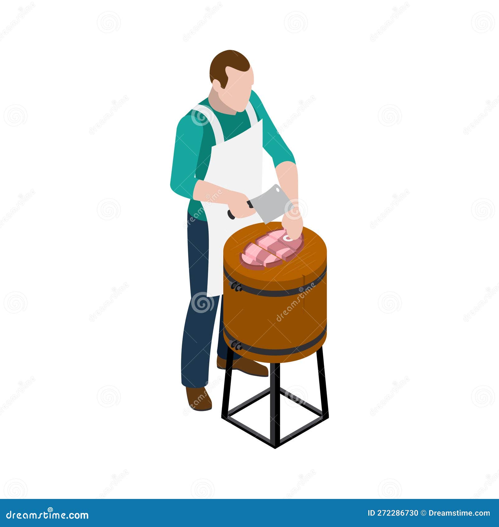 Butcher Isometric Flowchart Cartoon Vector | CartoonDealer.com #170291467