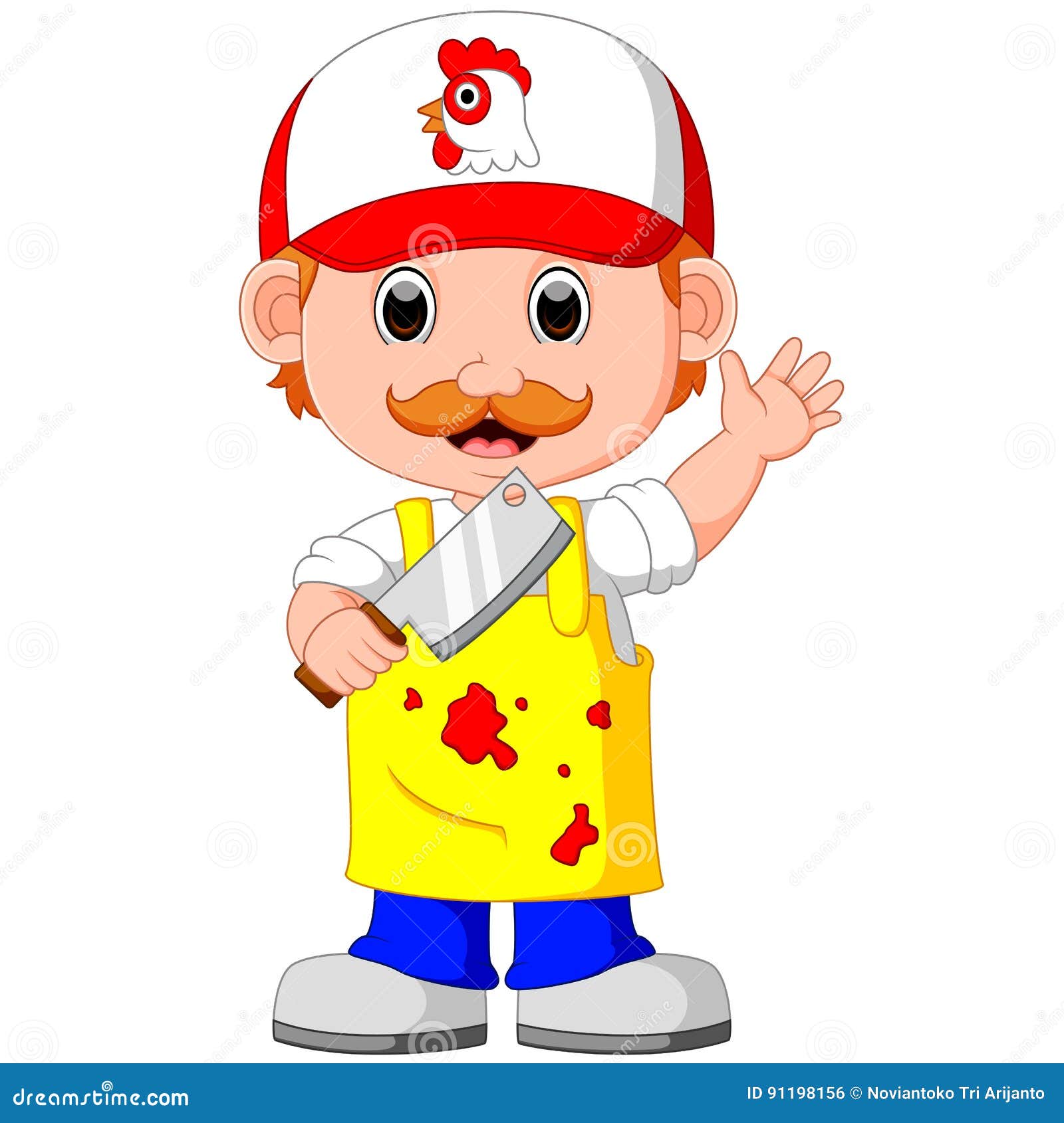 Butcher with knife stock vector. Illustration of demonstration - 91198156