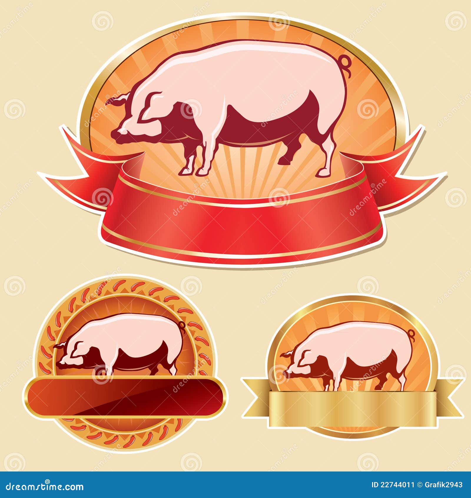 Butcher label with pig stock vector. Illustration of grunge - 22744011