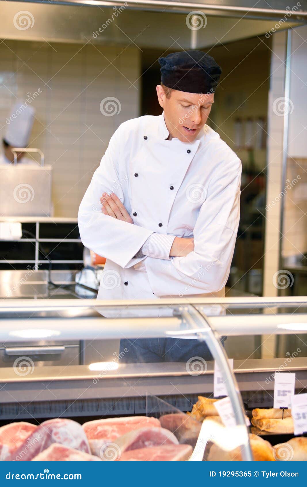 Butcher at Meat Counter stock image. Image of butchery - 19295365