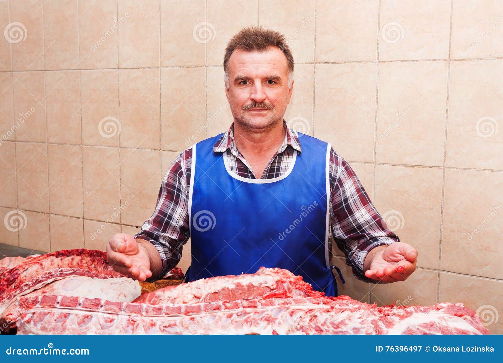 Butcher and meat stock image. Image of handling, manufacture - 76396497