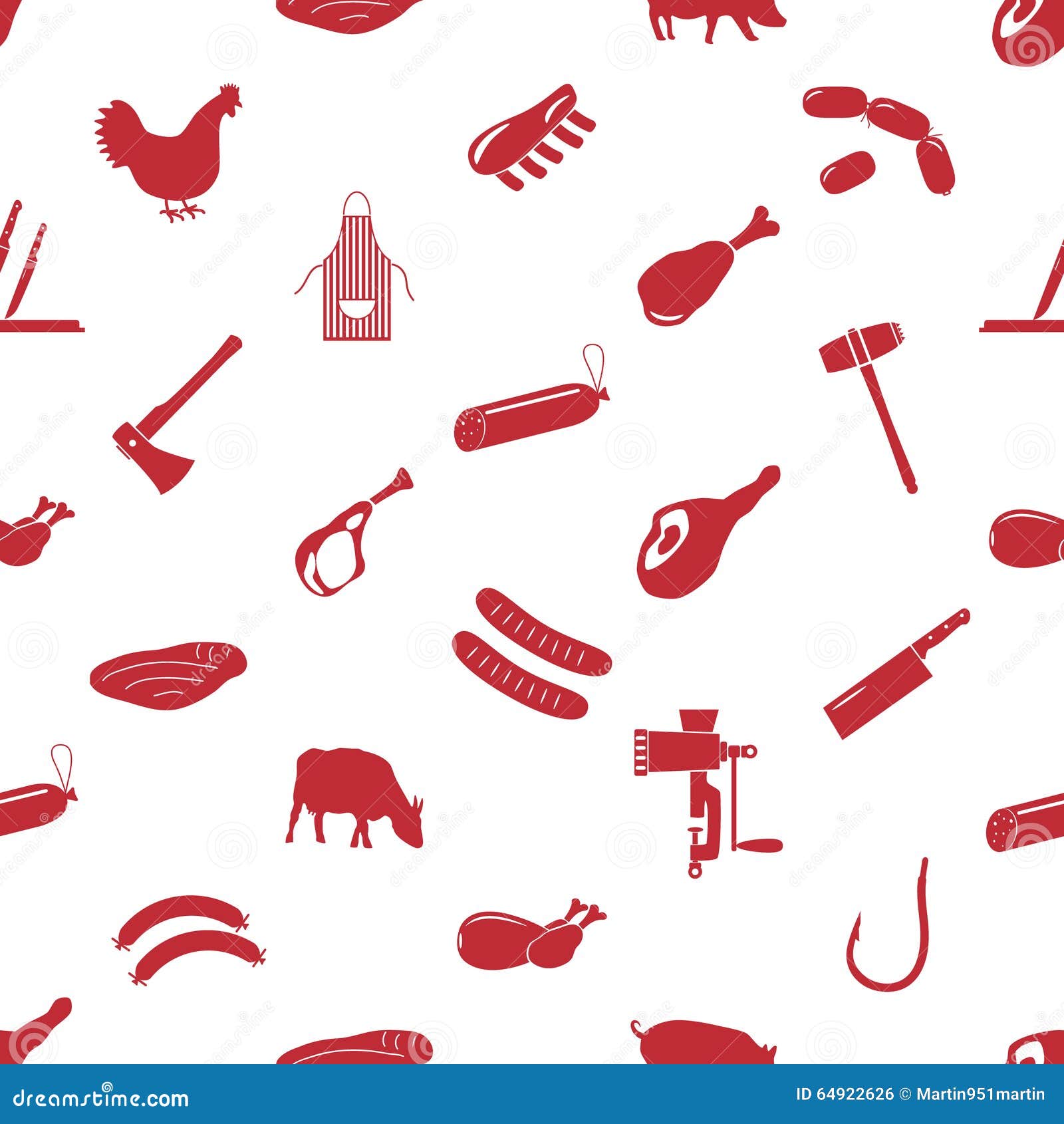 Butcher and Meat Shop Icons Seamless Pattern Stock Vector ...