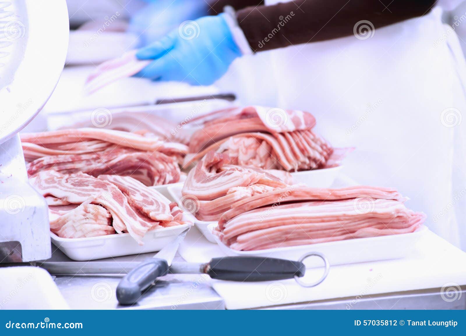 Butcher packing pork stock photo. Image of pattern, clipping - 57035812