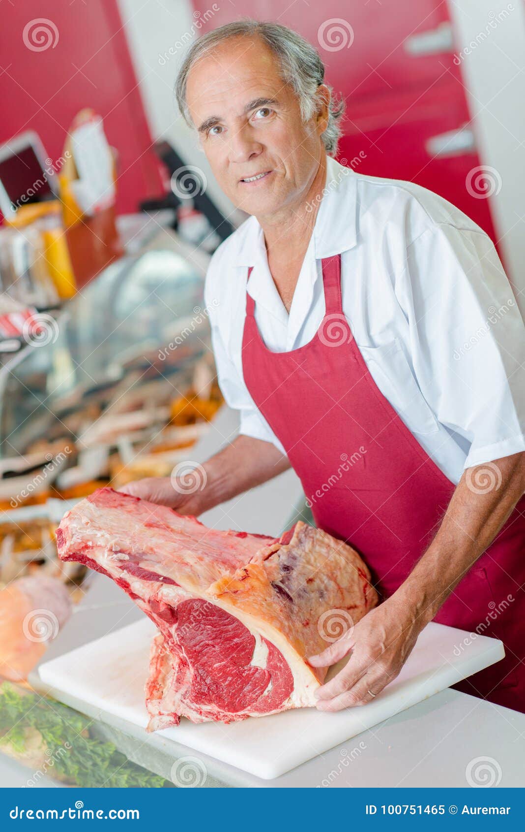 Butcher Preparing Cut Meat Beef Stock Image - Image of bone, dinner ...